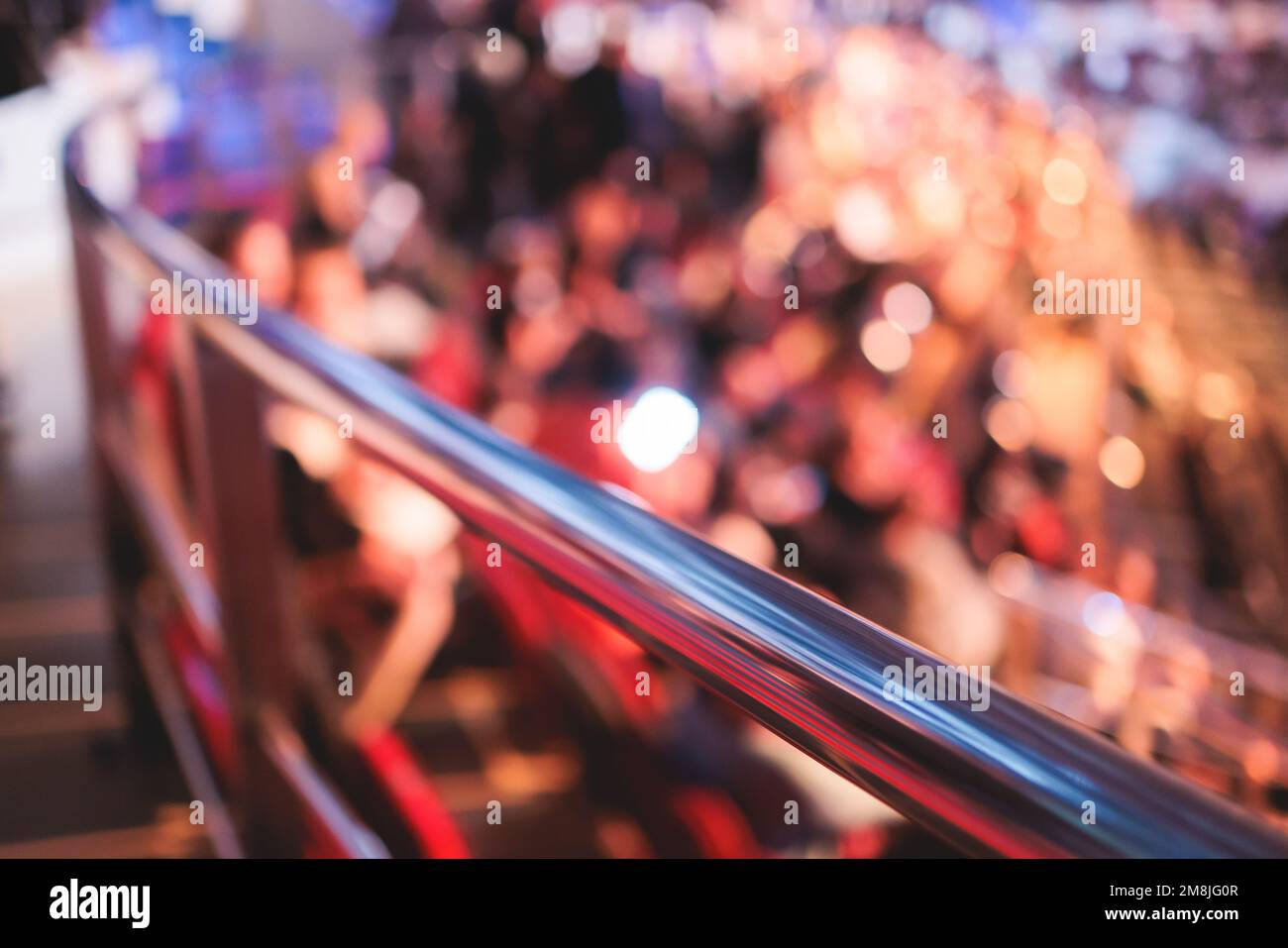 View of a big crowded concert hall arena before the show, venue with ...