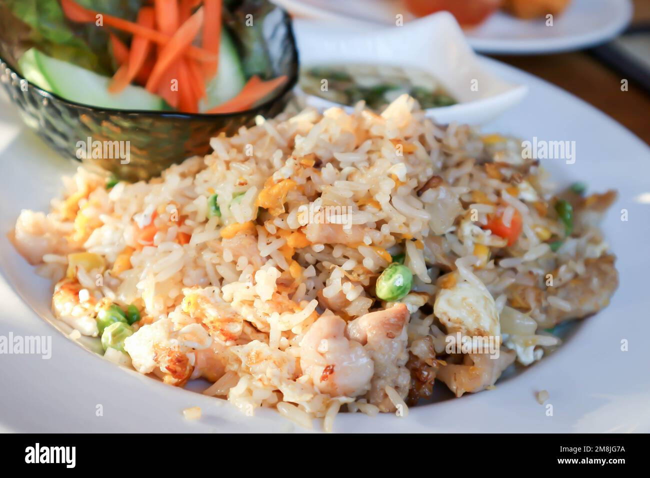 stir fried rice, fried rice with vegetable salad for serve Stock Photo ...
