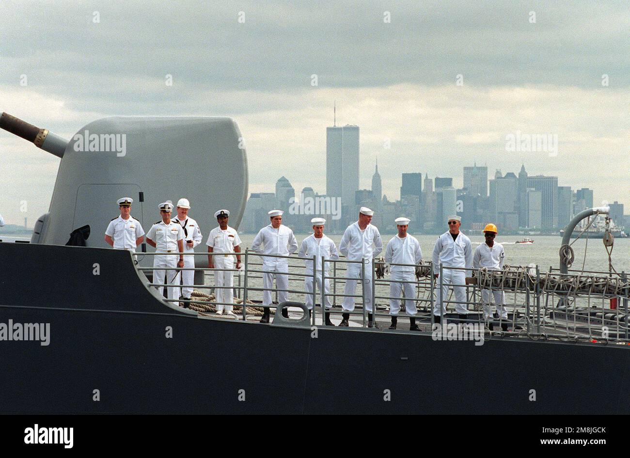 Members of the deck force of the guided missile cruiser USS NORMANDY ...