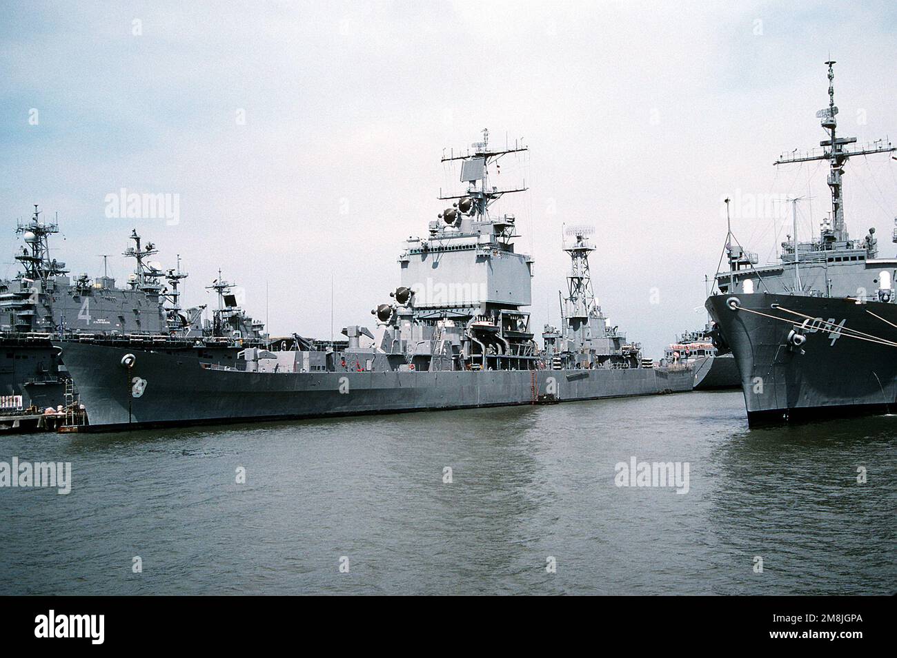 A port bow view of the world's first nuclear-powered surface warship ...