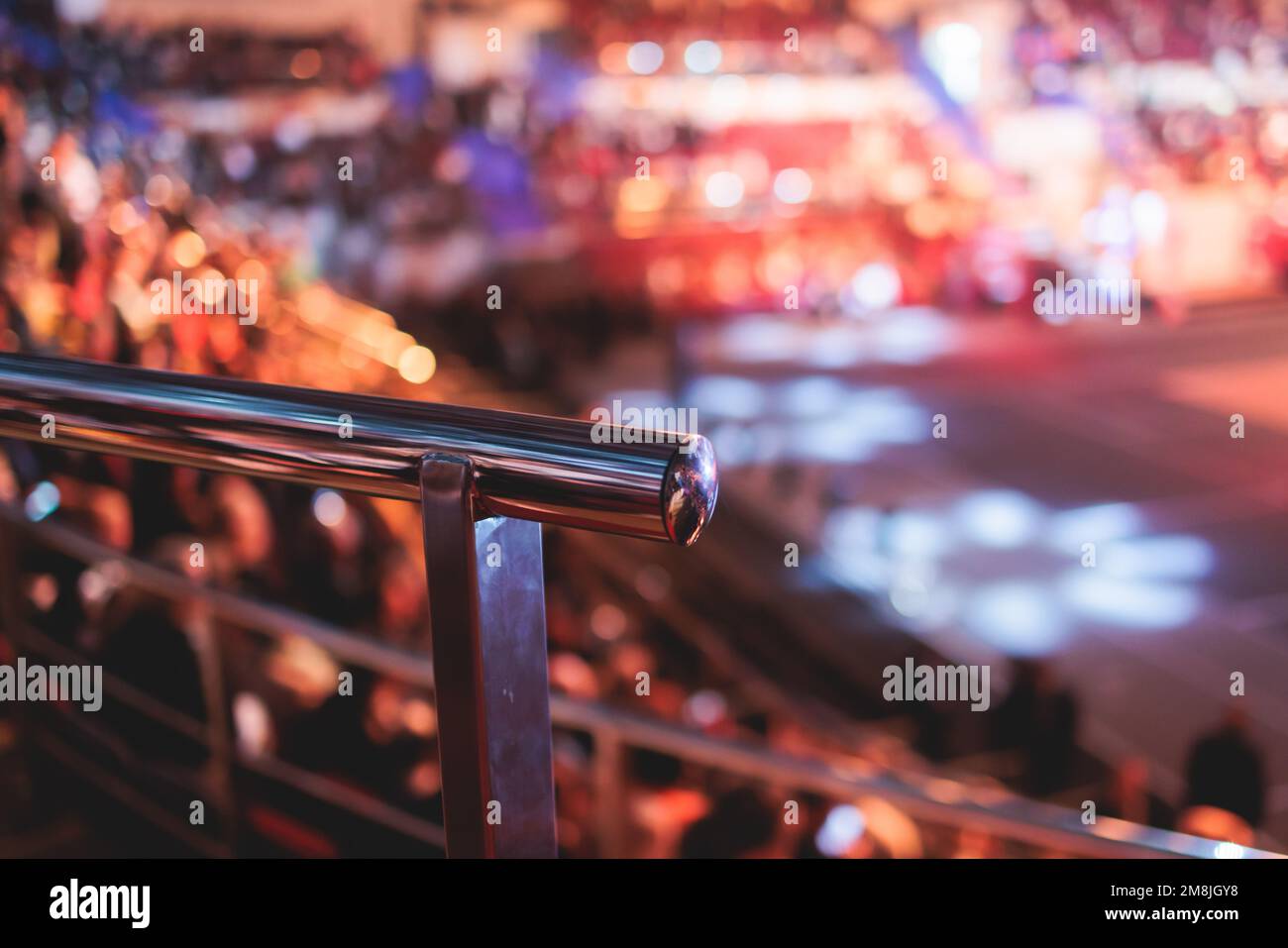 View of a big crowded concert hall arena before the show, venue with ...