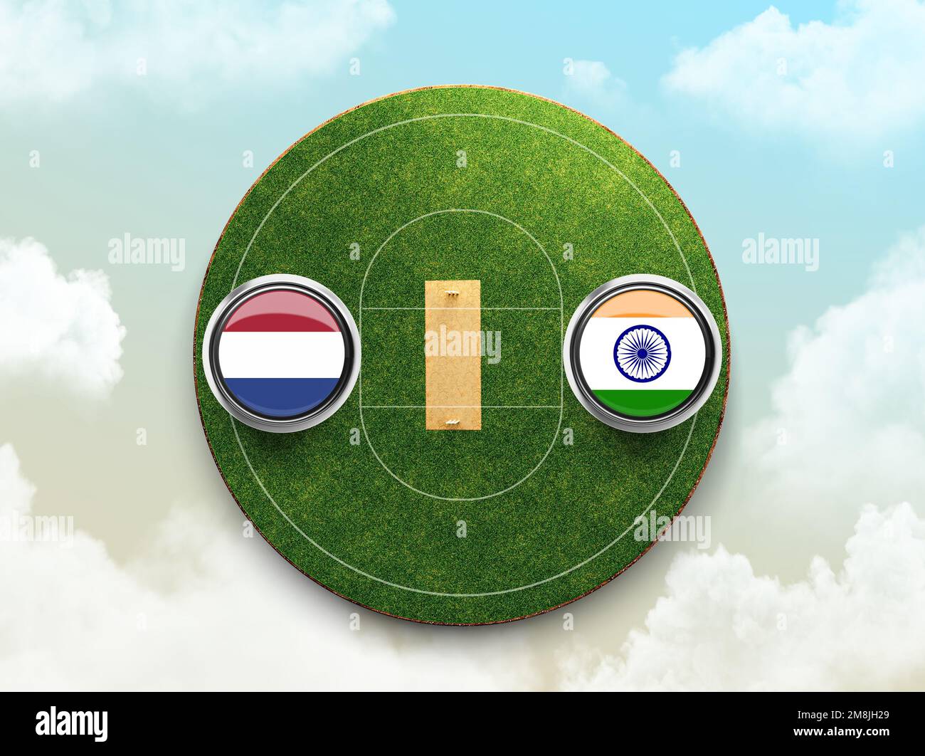 An illustration of the India vs Netherlands cricket flag with a Button ...