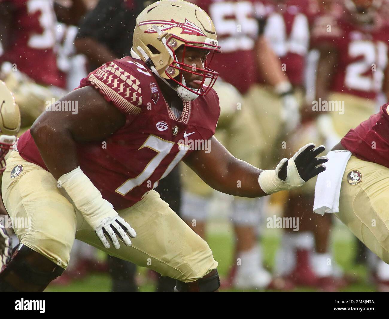 Florida State offensive lineman D'Mitri Emmanuel (71) before the start ...