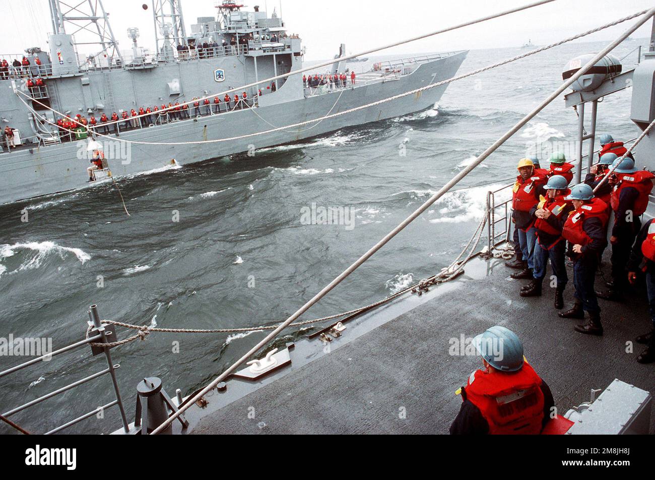 The high-line chair carries the Commander Destroyer Squadron 14 (DesRon ...
