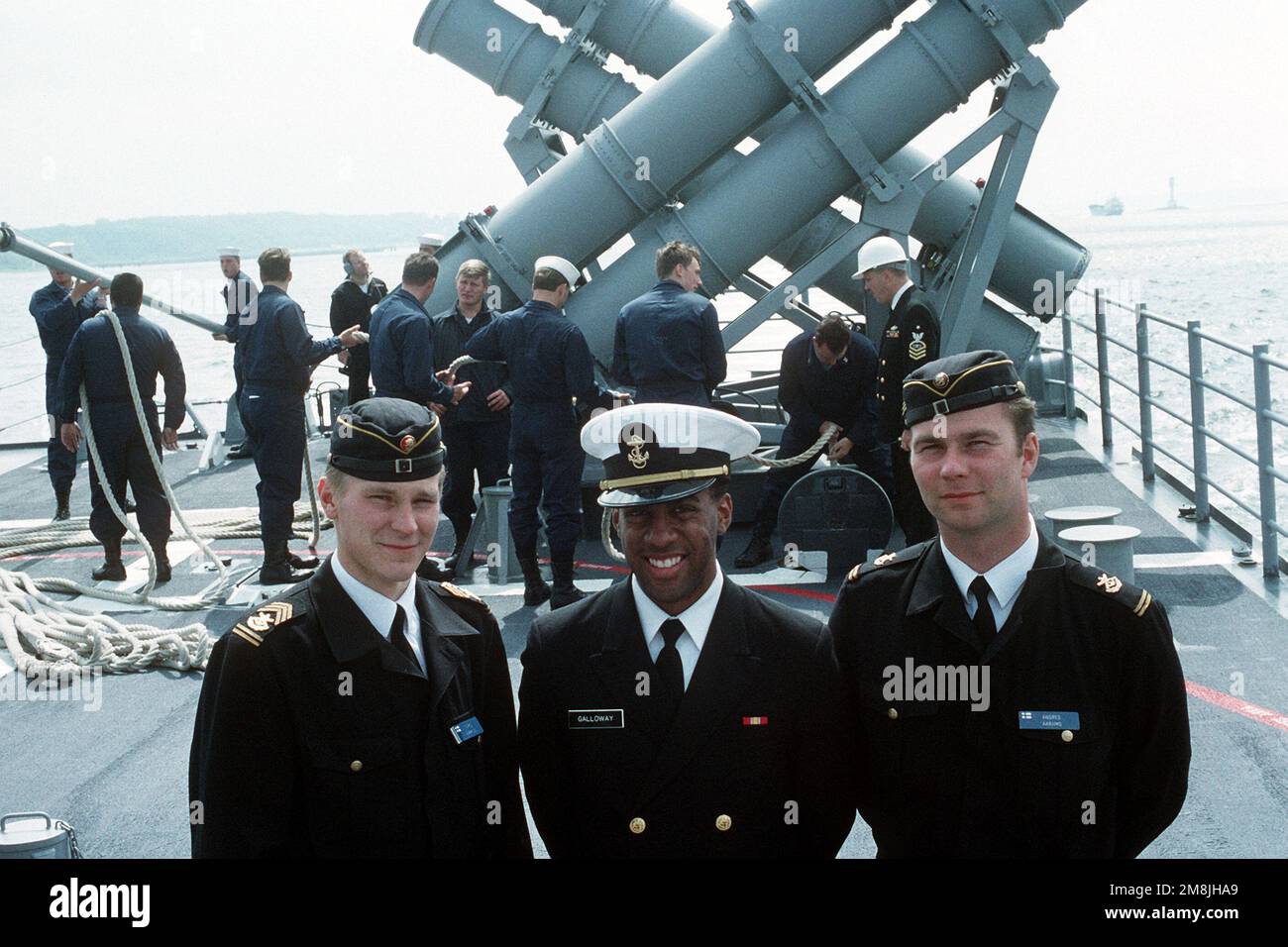 Officers from 15 nations attended a reception on board the destroyer ...