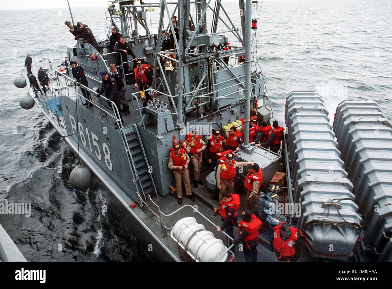 The Republic of Germany's fast attack craft PINGUIN (P-6158) ties up ...
