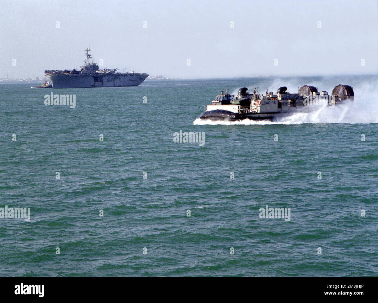 The landing craft air cushion vehicle LCAC-46, assigned to Marine ...