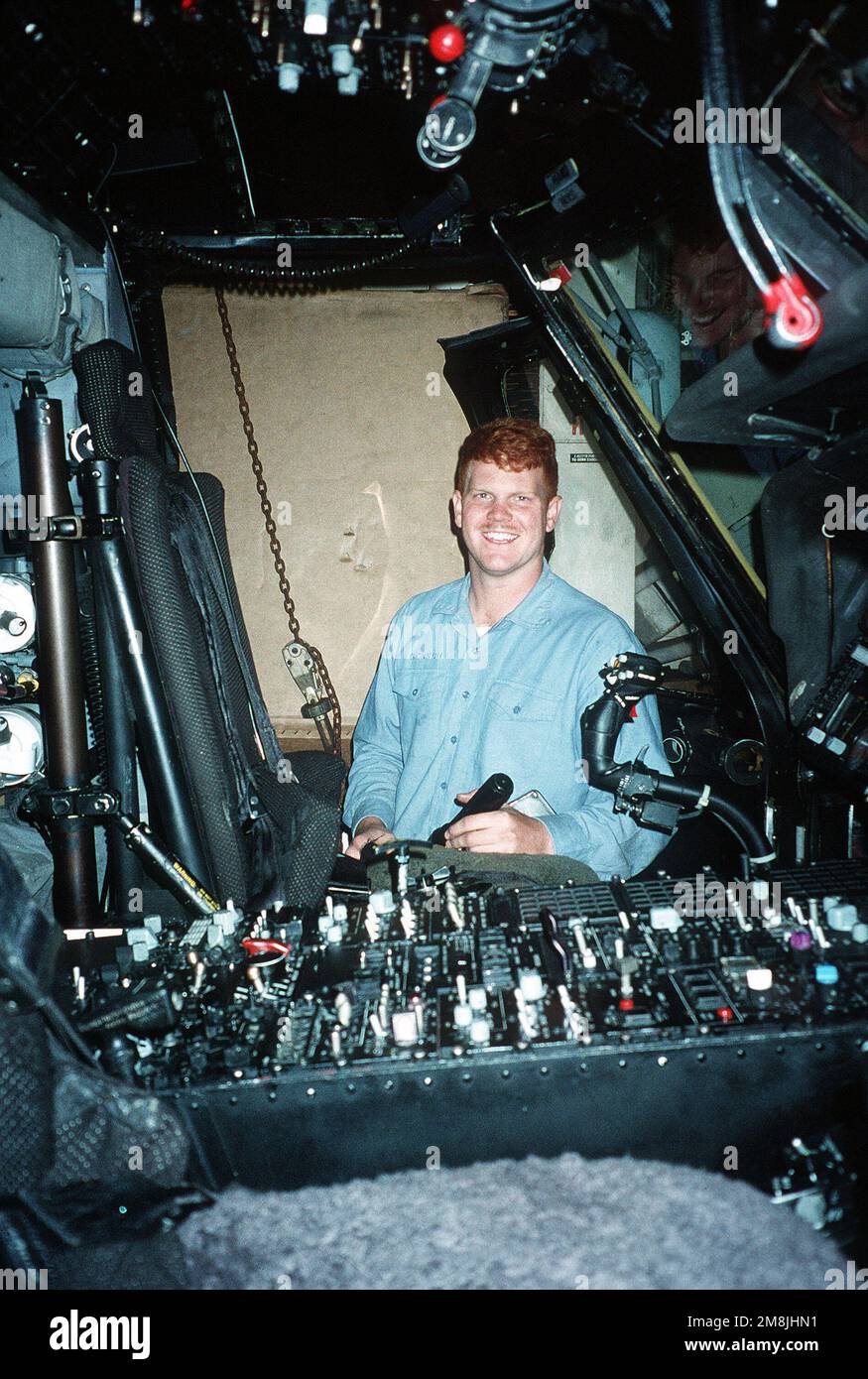 Aviation Electrician AIRMAN Apprentice (AEAA) Gary Gensch inspects the ...