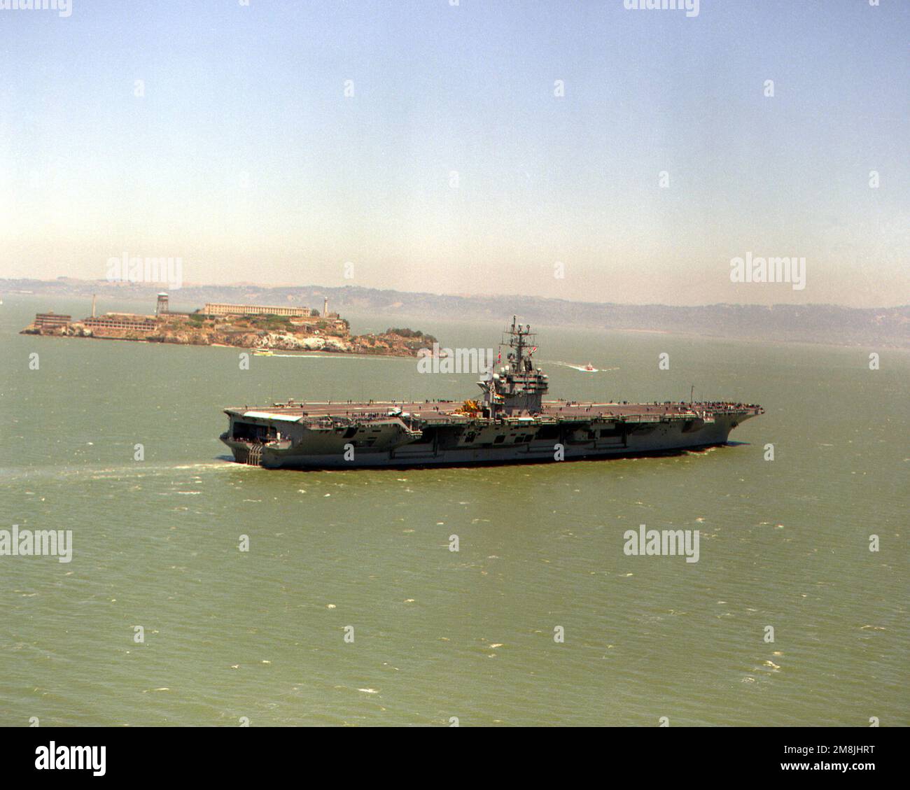 An aerial starboard quarter view of the nuclear-powered aircraft ...