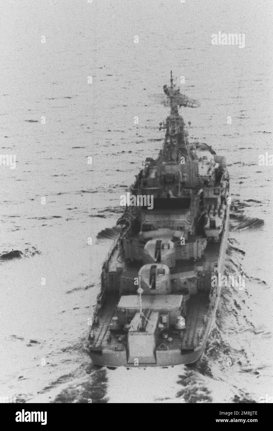 High oblique stern-on view of the Russian Northern Fleet Krivak II ...