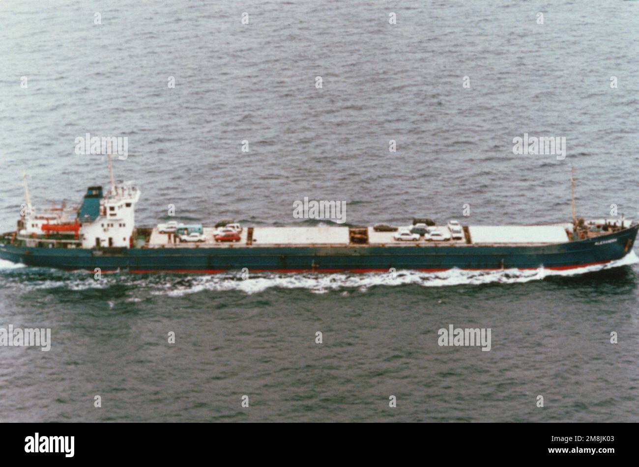 Starboard side view of the Russian River-Sea merchant cargo ship ...