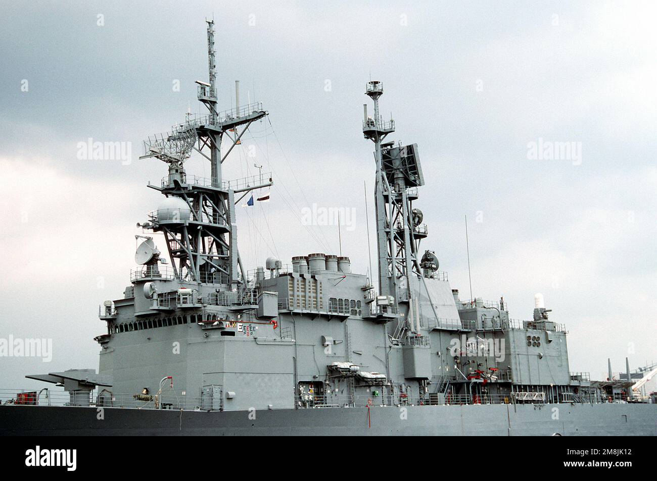 A view of the upper superstructure of the guided missile destroyer USS ...