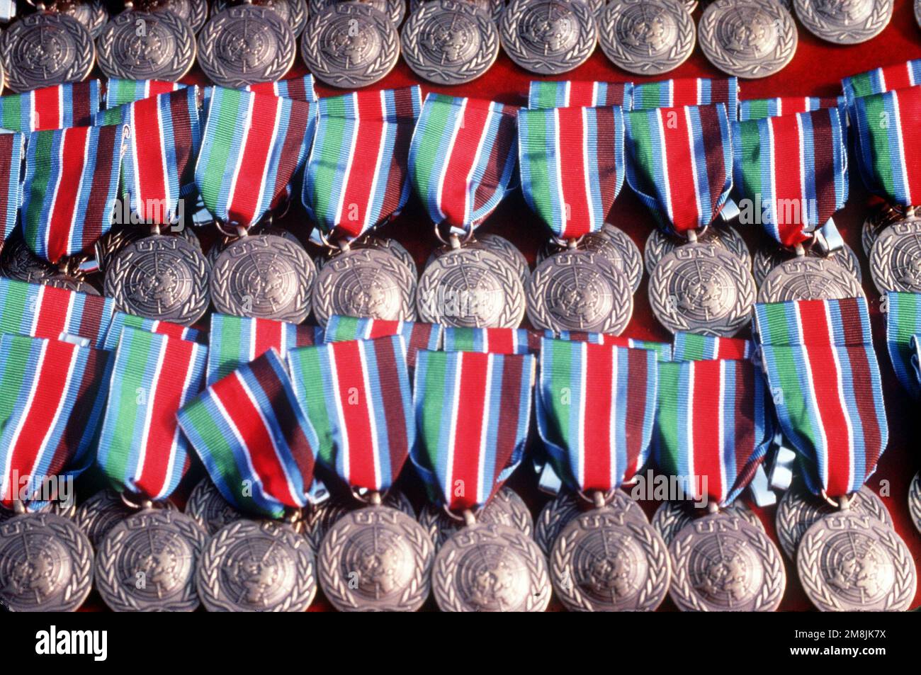 United Nation medals are laid out before the Joint Task Force Provide ...