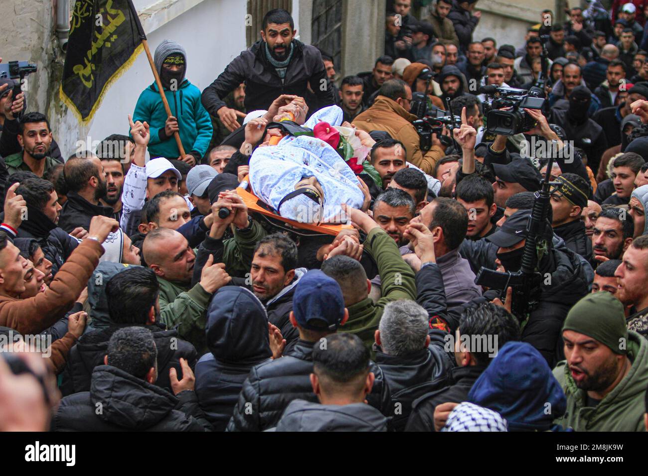 Jenin, Palestine. 14th Jan, 2023. (EDITOR'S NOTE: Image depicts death ...