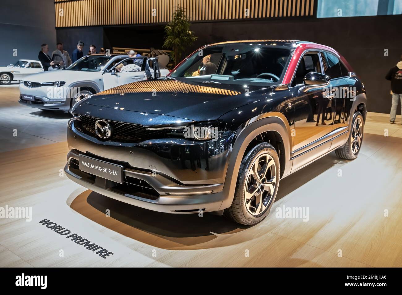 New Mazda MX-30 e-Skyactiv R-EV plug-in hybrid car premiere at the Brussels Autosalon European ...