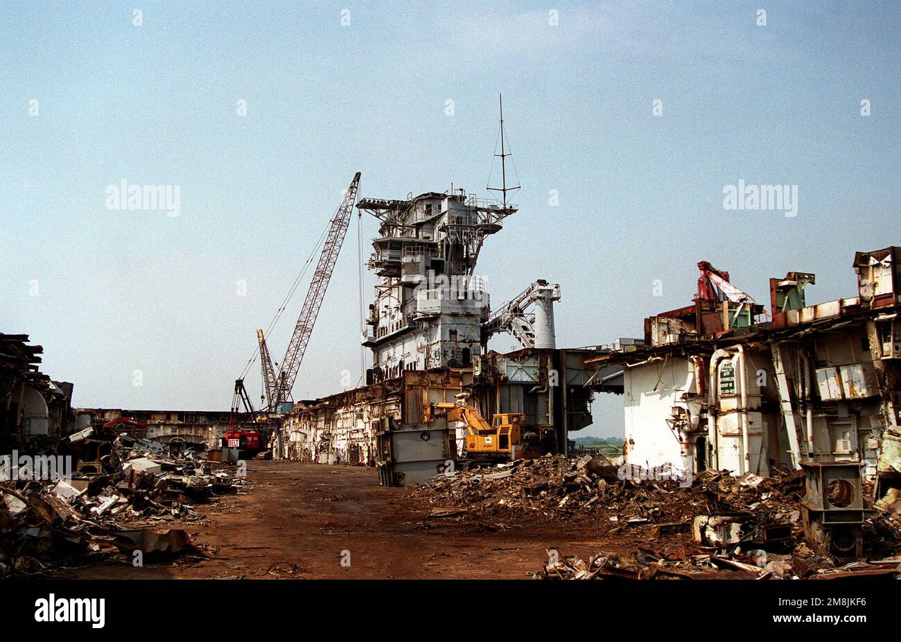 A view on board the aircraft carrier Coral Sea (CV-43) during scrapping ...