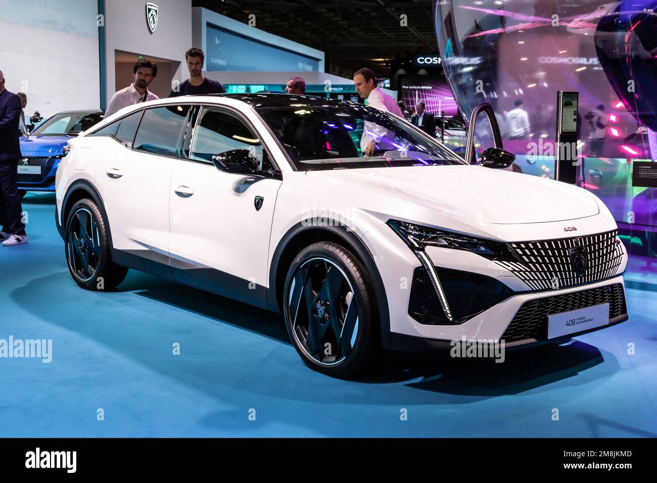 Peugeot 408 Plug-In Hybrid car showcased at the Paris Mondial de l ...