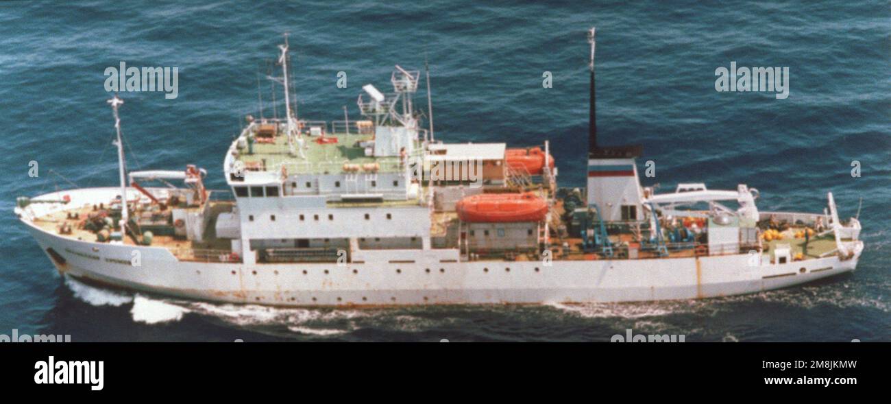 An aerial port side view of the Russian Akademik Shelyukin class ...