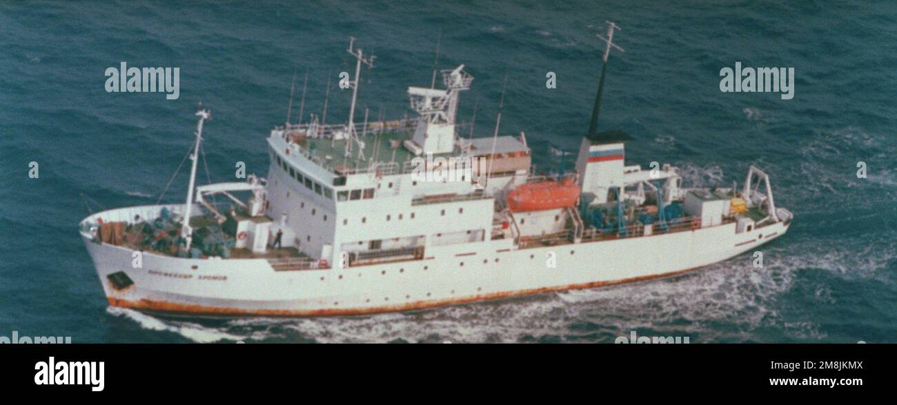 An aerial port bow view of the Russian Akademik Shuleykin class ...