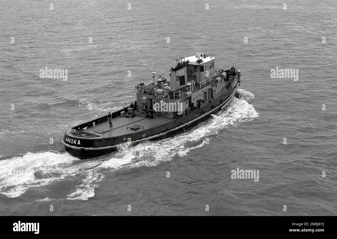 A starboard quarter view of the large harbor tug ANOKA (YTB-810 ...