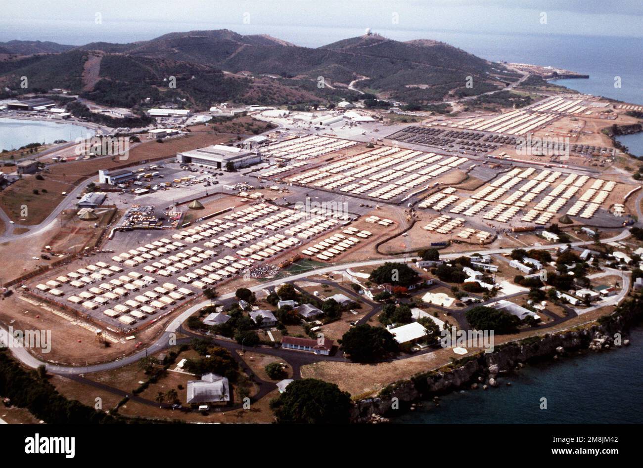 Aerial view of Camp McCallah Airfield, looking south, which is the main ...