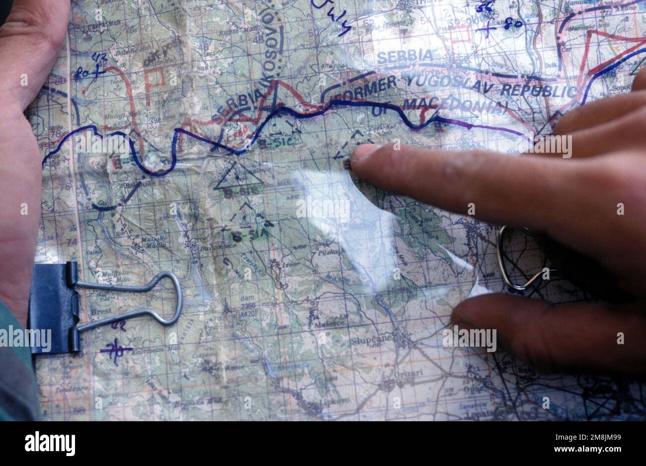 Close up of topographical map of Observation Post Temporary (OPT) 51D ...