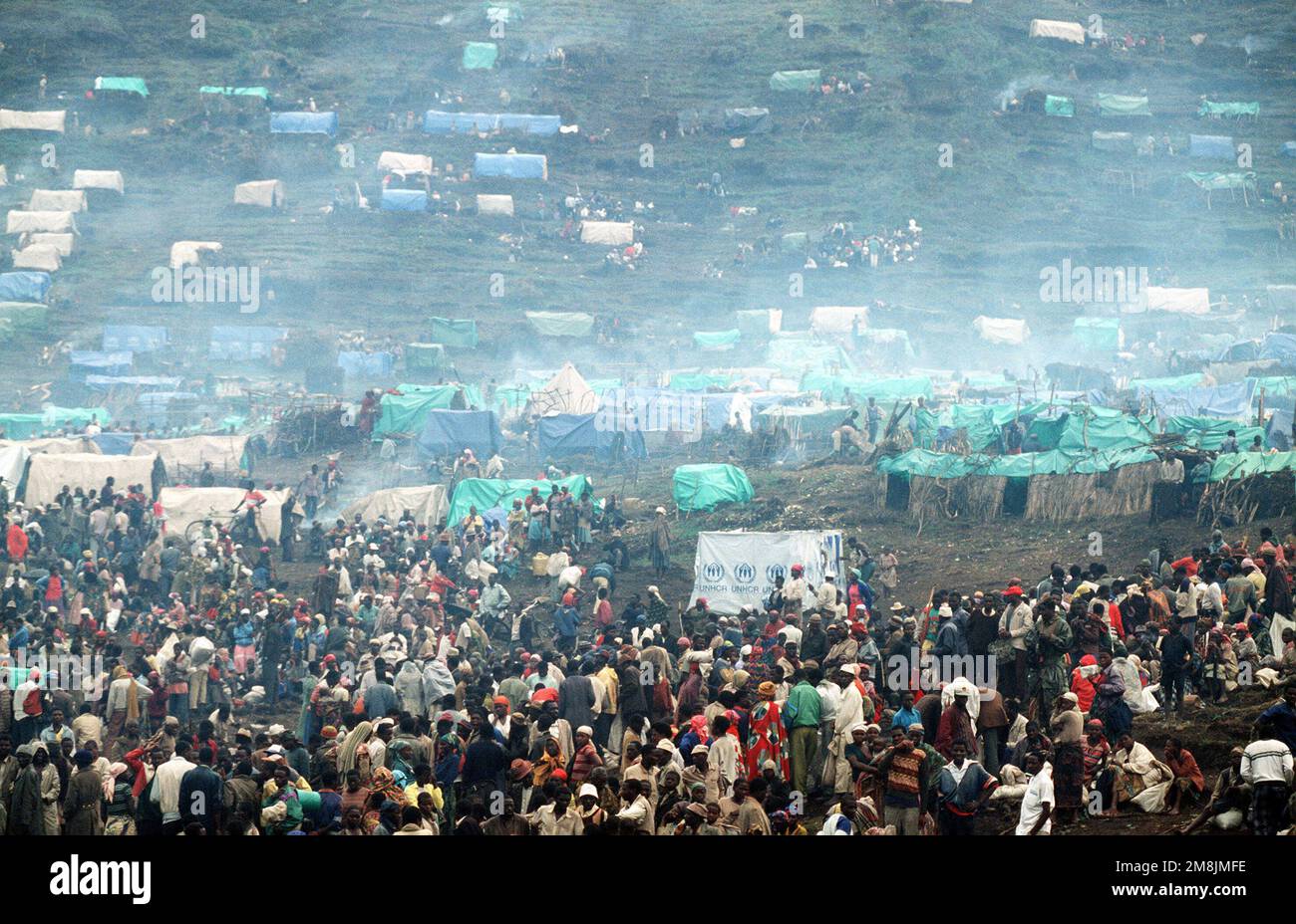 A view of the Kibumba refugee camp. An estimated 1.2 million Rwandan ...