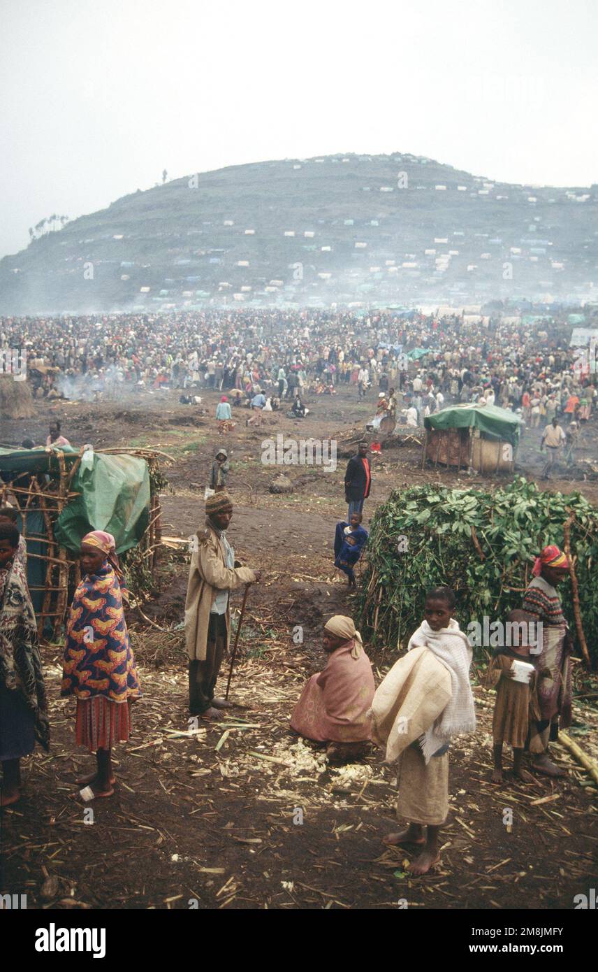 A view of the Kibumba refugee camp. An estimated 1.2 million Rwandan ...