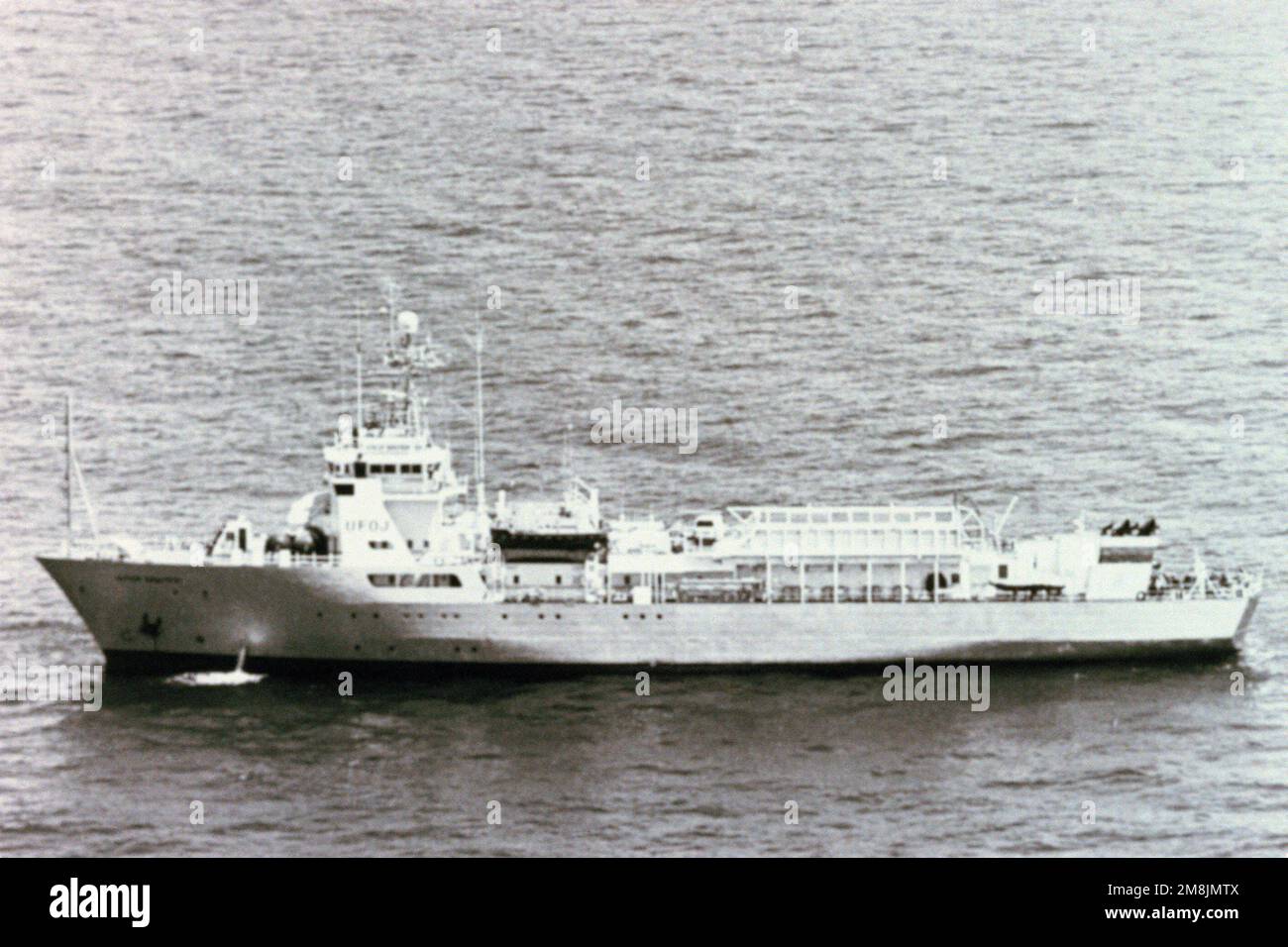Port side view of the Russian Komandor class fisheries protection ship ...