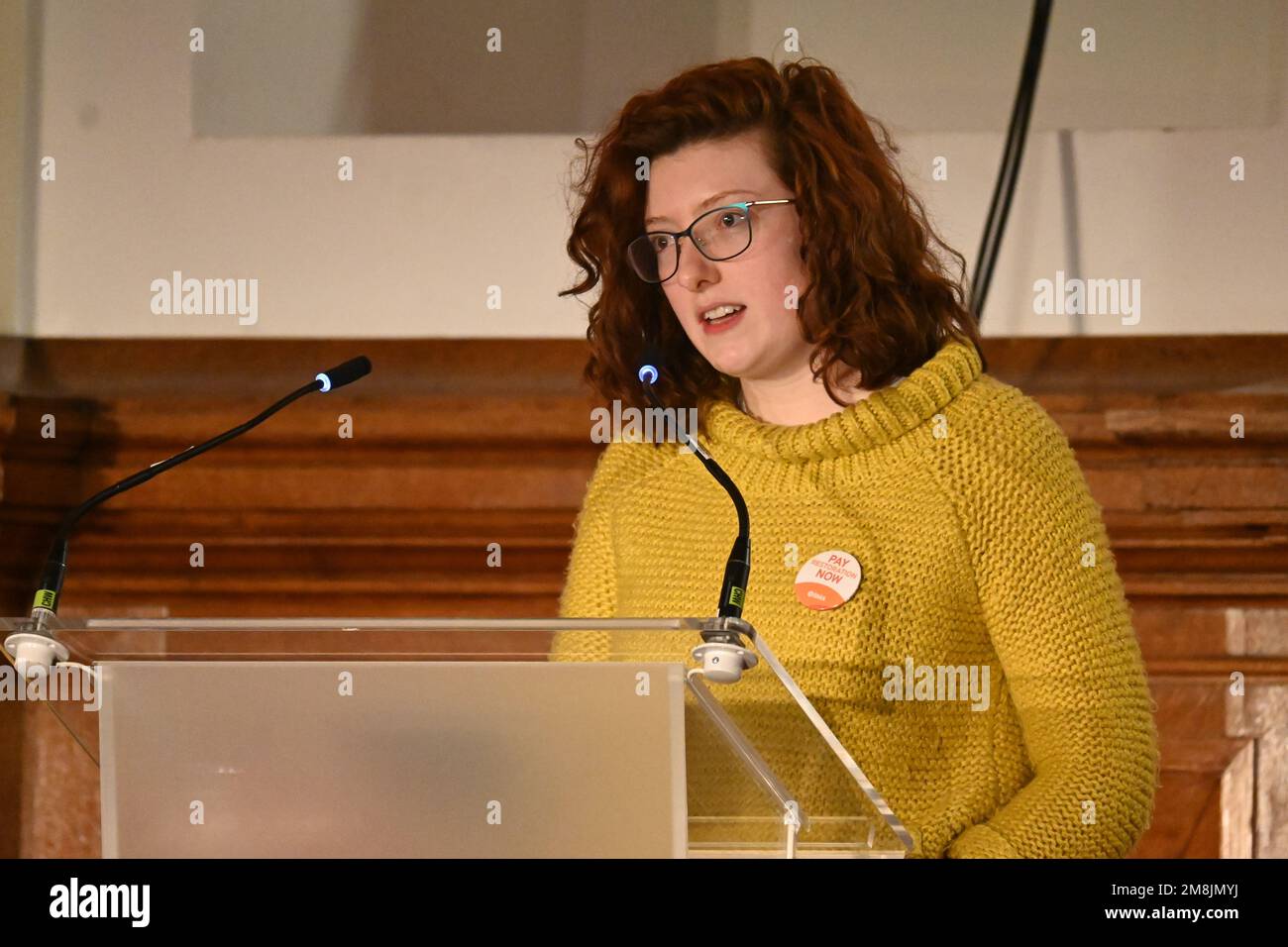 London, UK. 14 January 2023. Speaker Emma Runswick is a Deputy chair of ...
