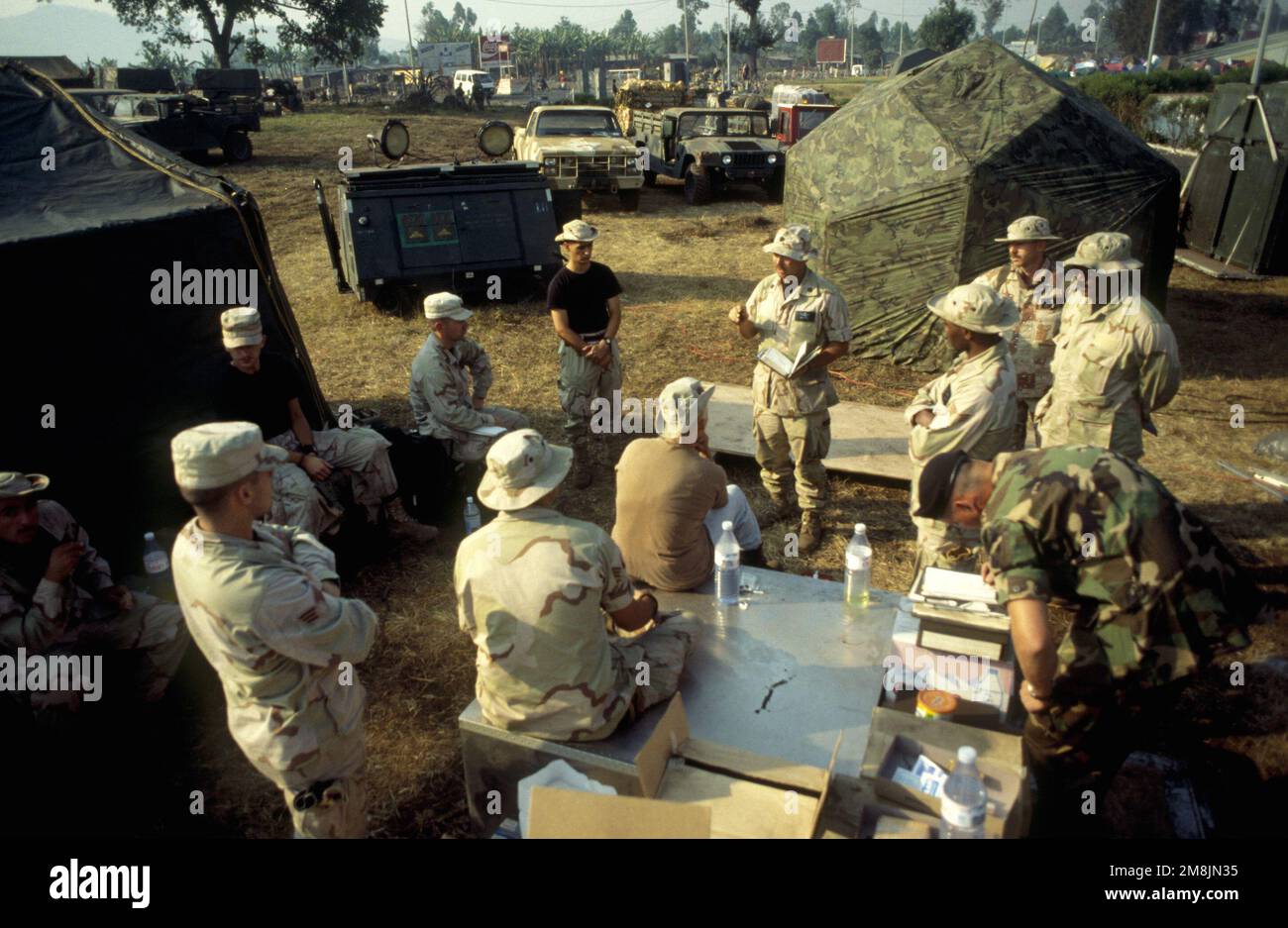 In the tent city at Goma Airport, LTCOL Roger Edwards, Commander of the ...