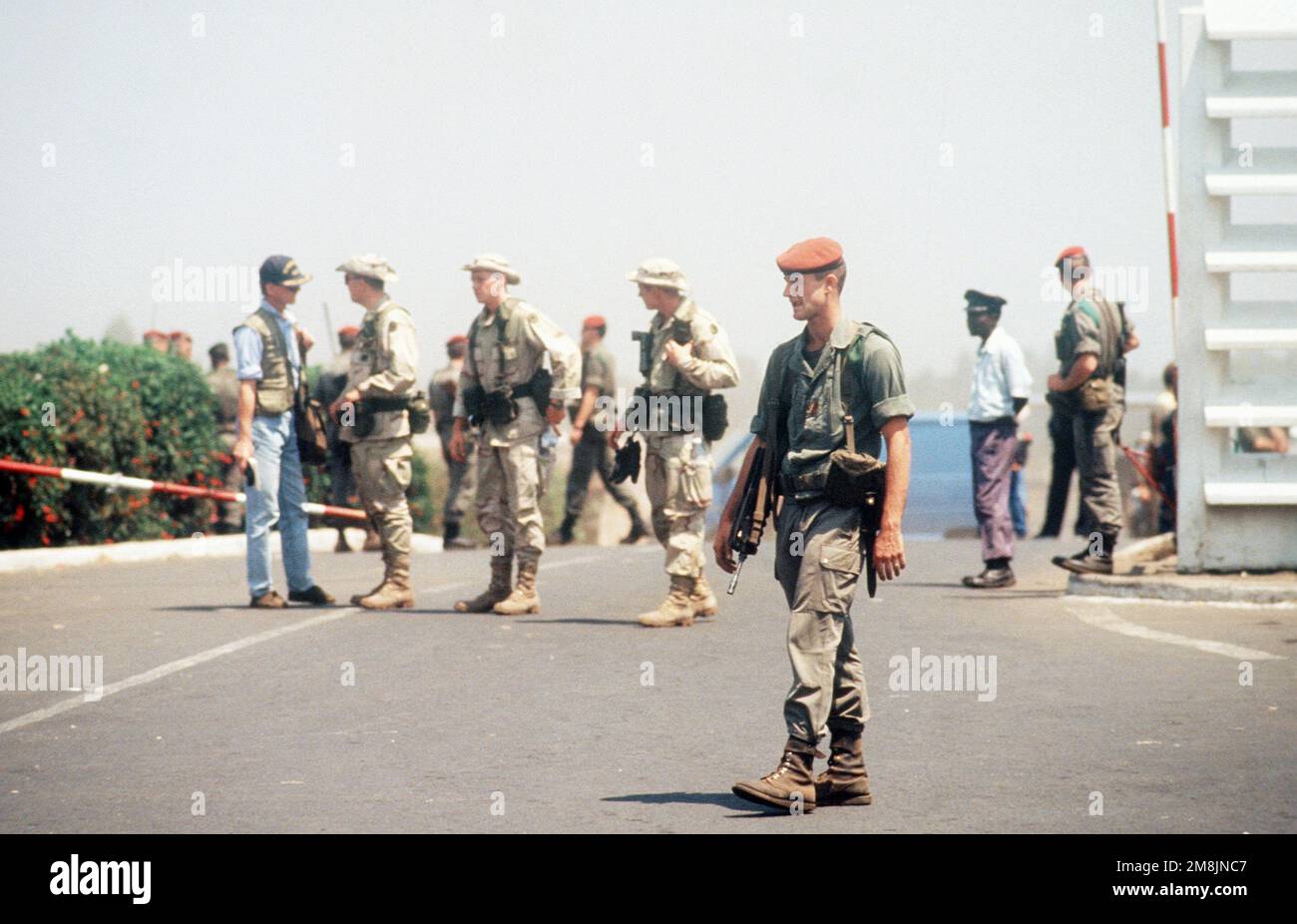 A French soldier provides security at the Goma Airport. Subject ...