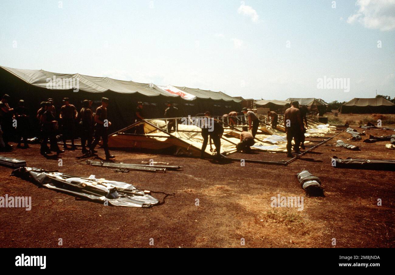 Members of the 86th Medical Group Ramstein Air Base, Germany, set up a ...