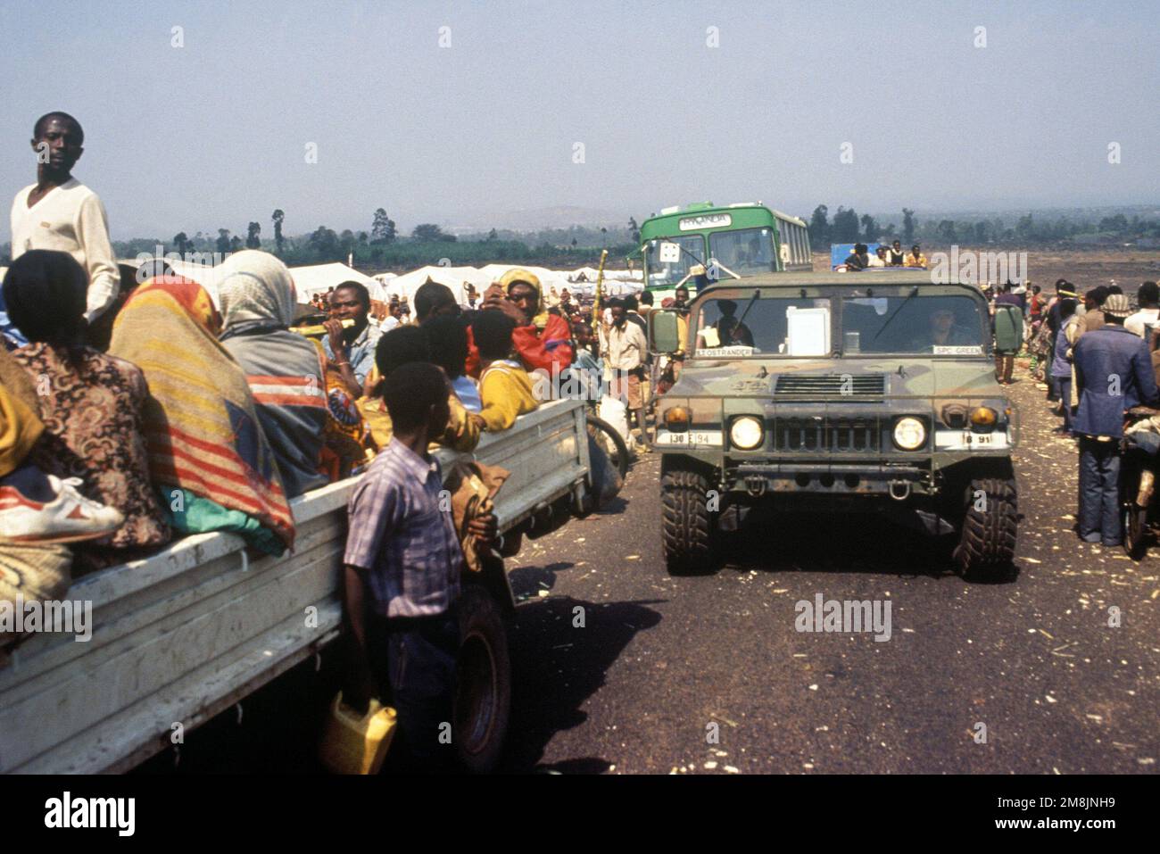 A US military High-Mobility Multipurpose Wheeled Vehicle (HMMWV) enters ...