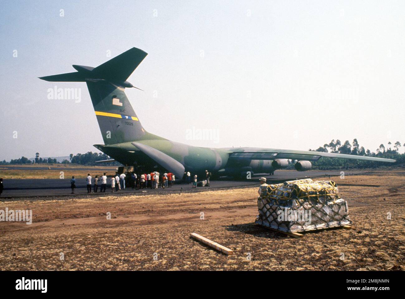 A C-141 Starlifter cargo aircraft from the 452nd Avionics Maintenance ...