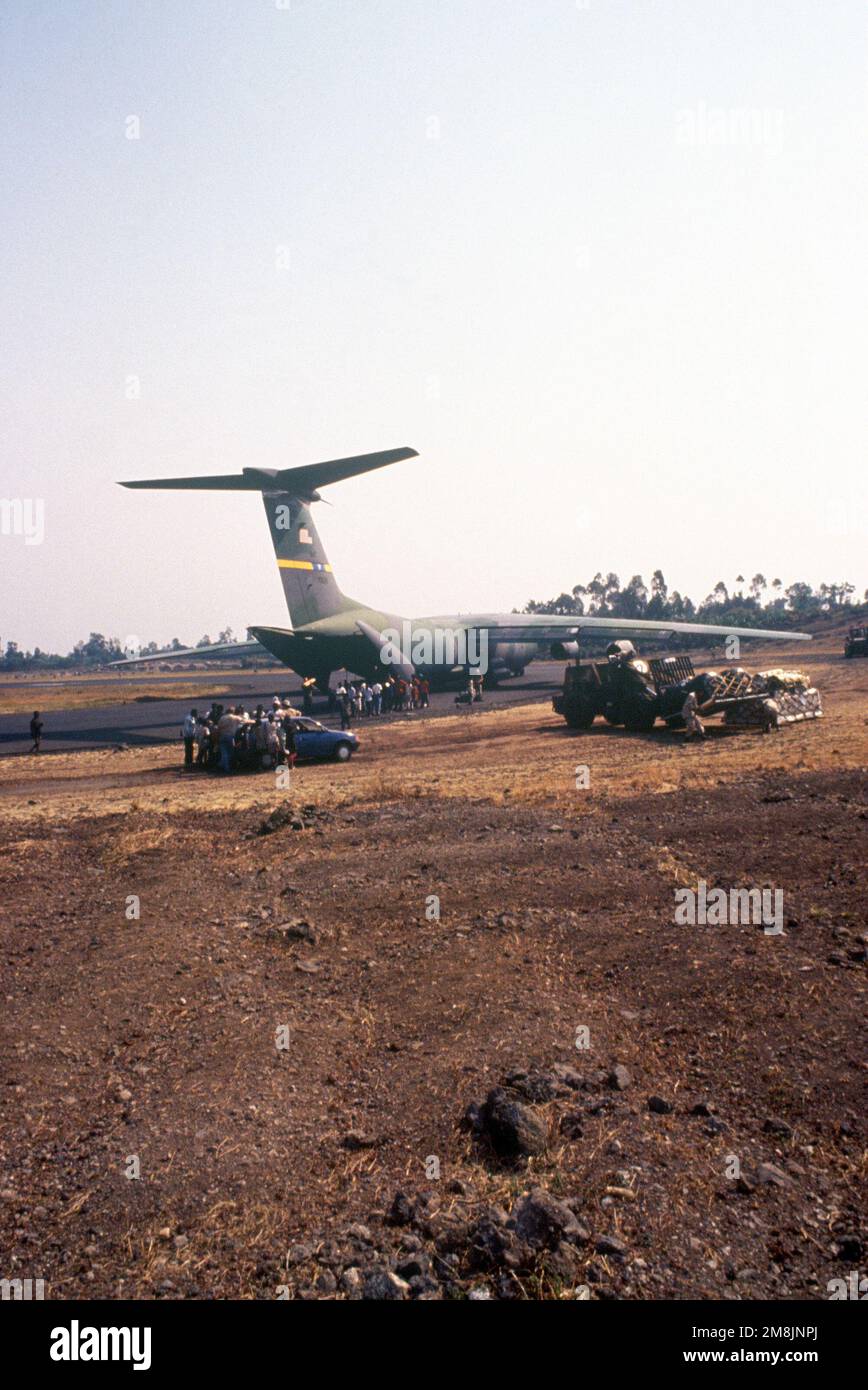A C-141 Starlifter cargo aircraft from the 452nd Avionics Maintenance ...