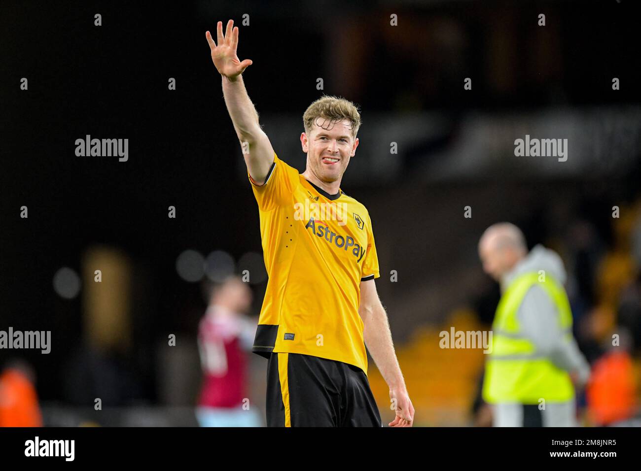 Nathan Collins #4 of Wolverhampton Wanderers waves to the homes fans ...