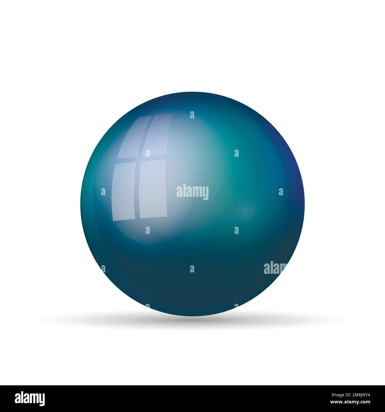 Glass blue ball or precious pearl. Glossy realistic ball, 3D abstract ...