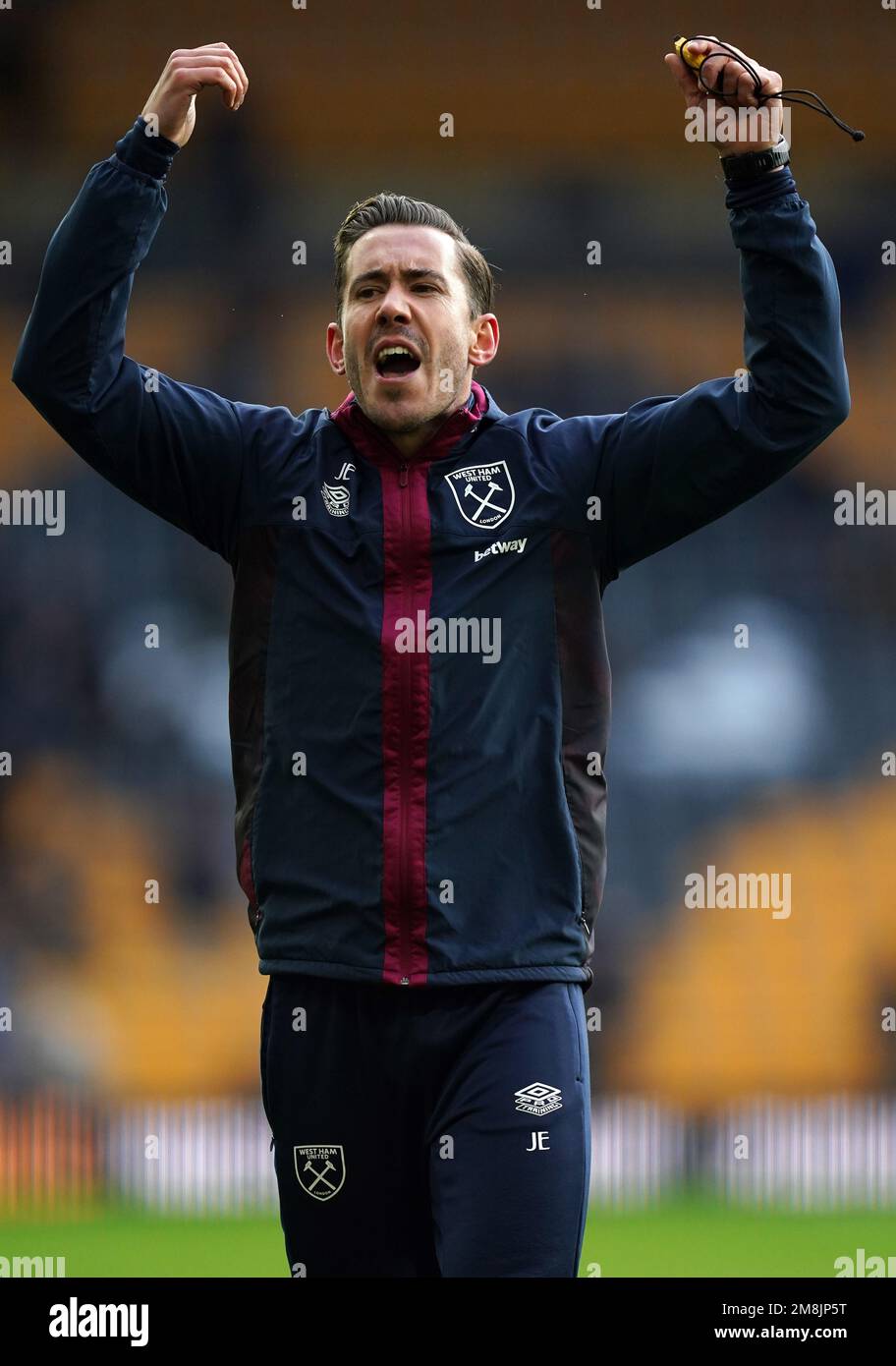 West Ham United fitness coach Josh Ewens during the Premier League ...