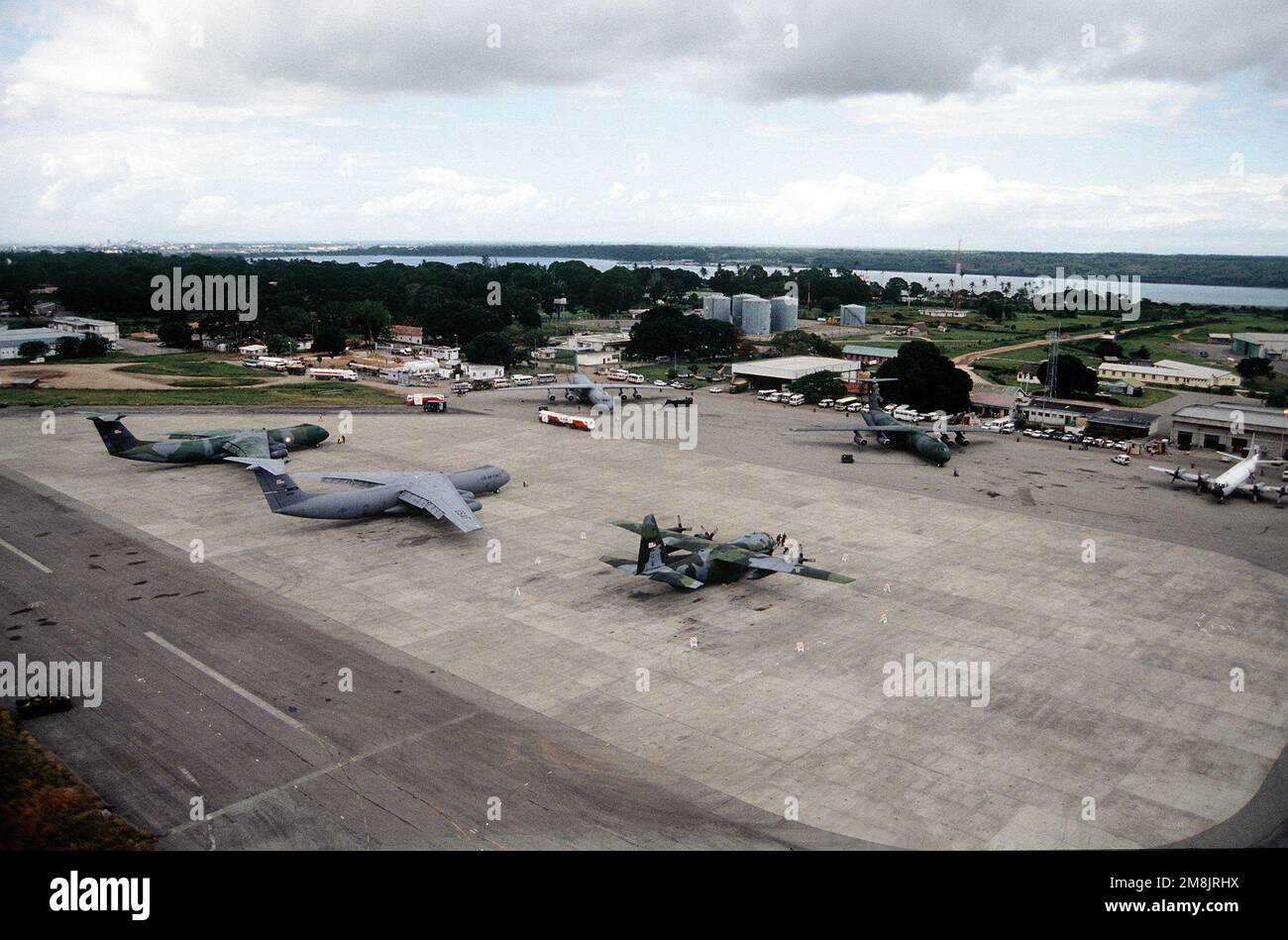 Aerial view of Moi International Airport, one of the main staging areas ...