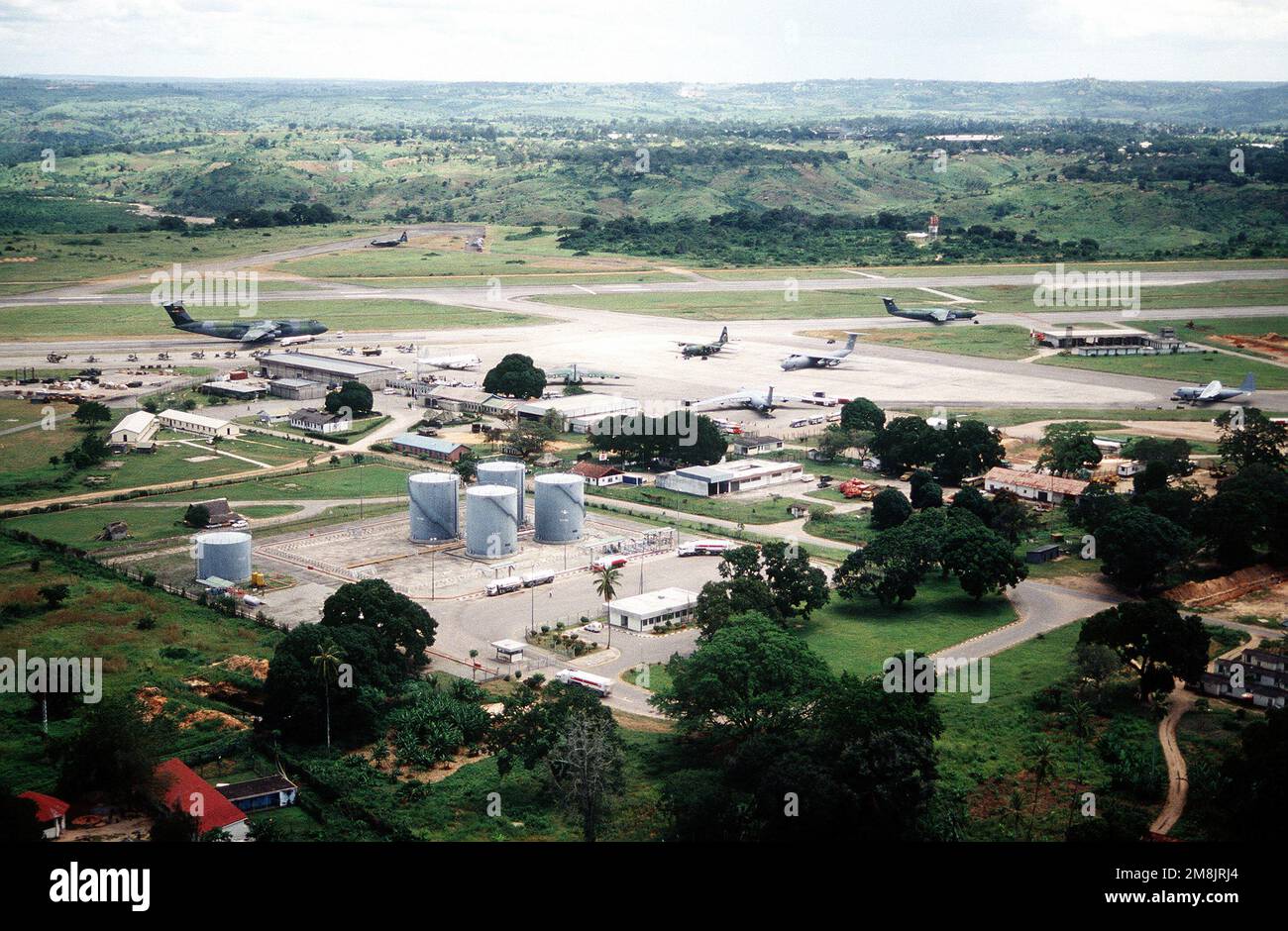 Aerial view of Moi International Airport, one of the main staging areas ...