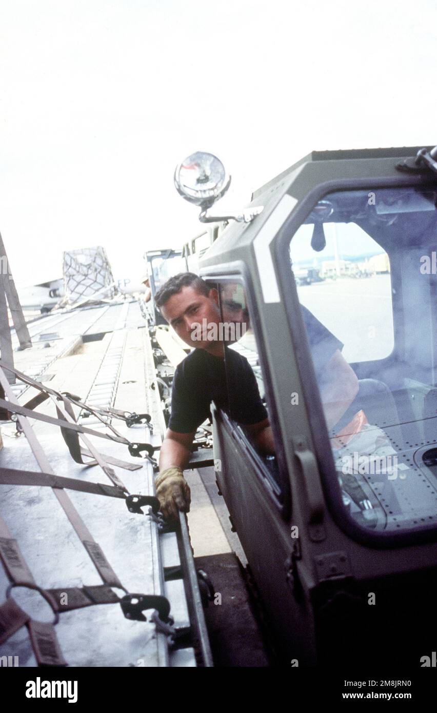 Aerial Port personnel deployed to Entebbe off load equipment and ...