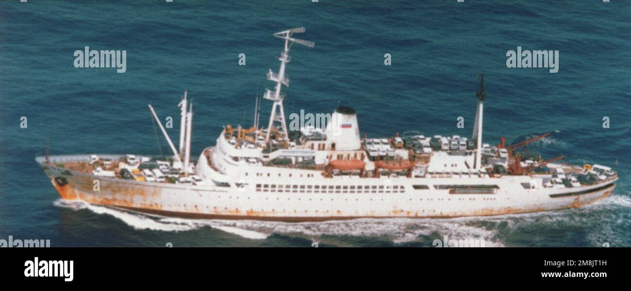 An aerial port side view of the Russian Akademik Kurchatov class ...