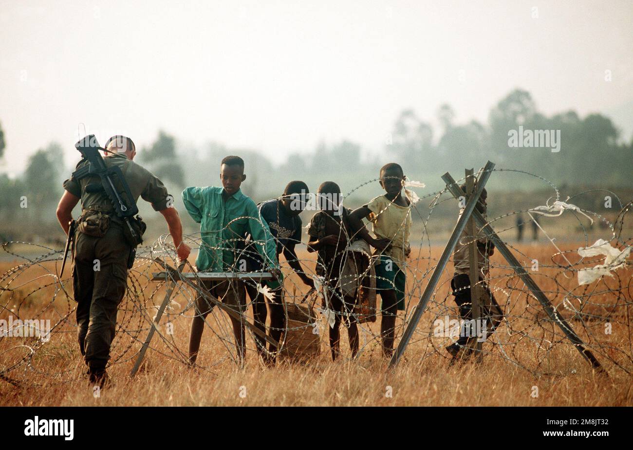 A French soldier, one of the international force supporting the relief ...