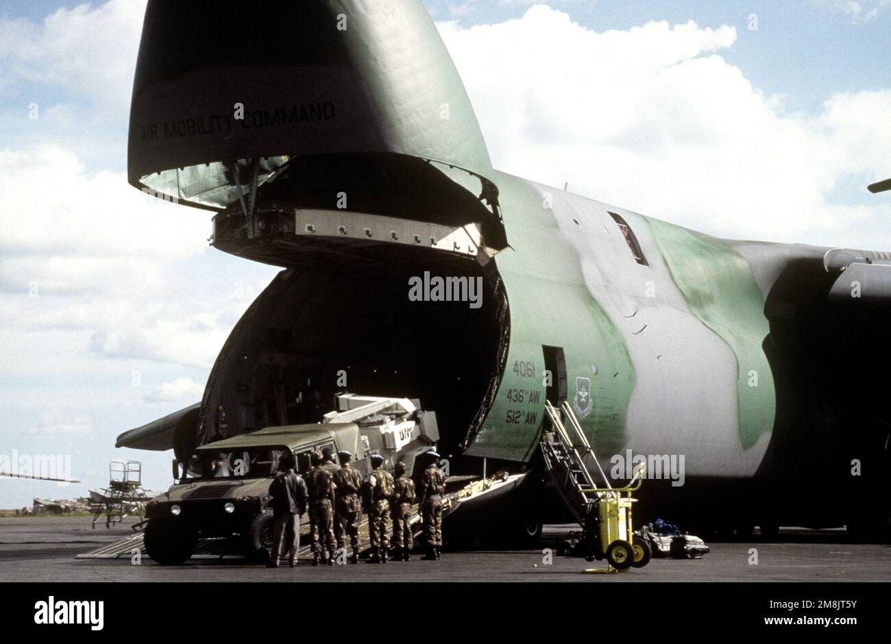 United Nations (UN) Ethiopian equipment is uploaded onto a C-5 from ...