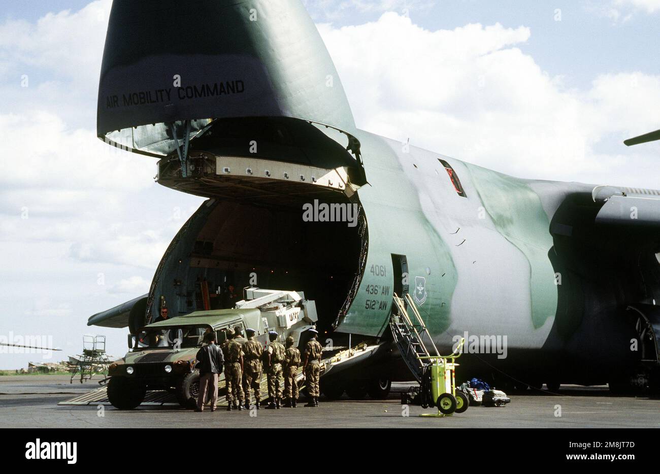 An Air Force High-Mobility Multipurpose Wheeled Vehicle (HMMWV) is used ...