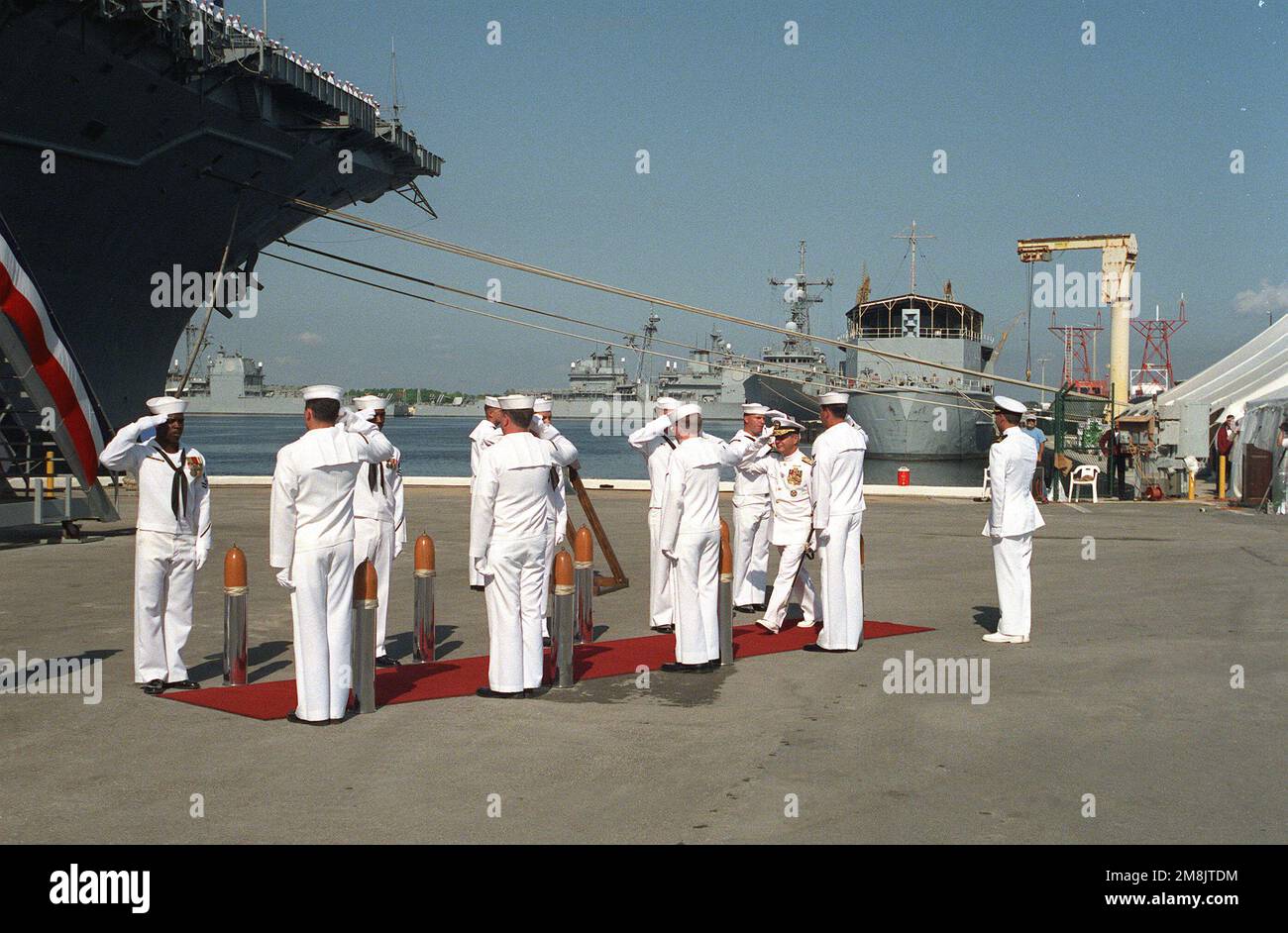 Admiral Jeremy M. Boorda, CHIEF of Naval Operations, is piped aboard ...