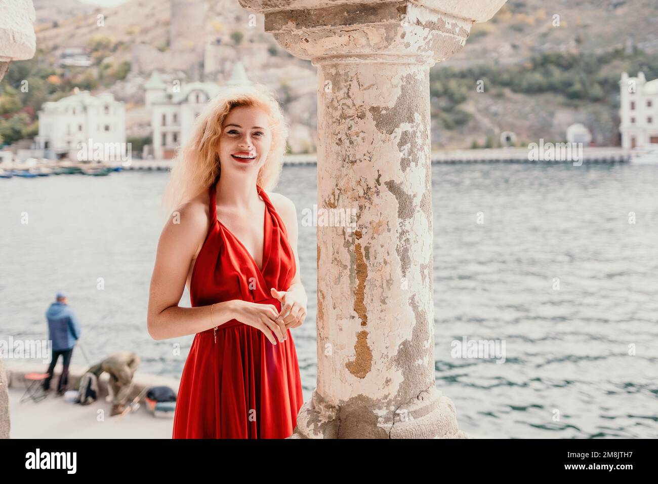 Redhead woman portrait. Curly redhead young caucasian woman with ...