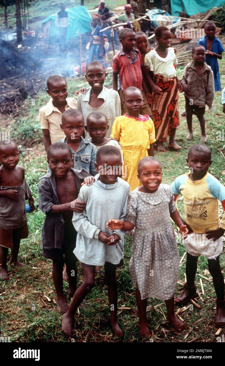 A view of the children in the refugee camp located near Goma. Subject ...