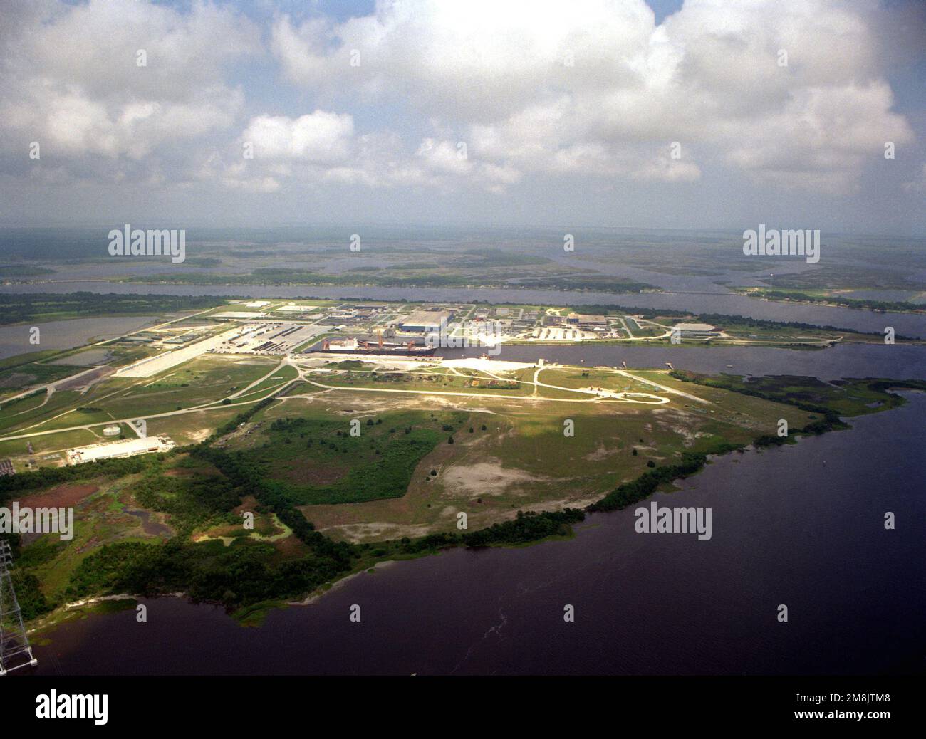 High oblique, northwest, of the Blount Command, a USMC Maritime ...